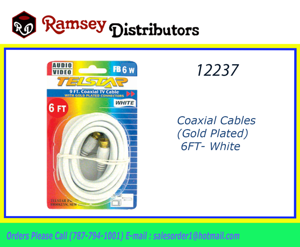 12237 – F-6WH 6Ft RG-59U Coaxial TV Cable – White – Ramsey Distributors