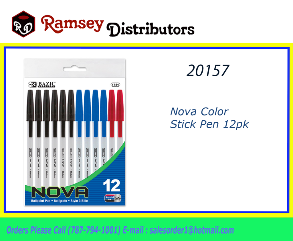 20157 – 1741 Nova Color Stick Pen (12/Pack). – Ramsey Distributors