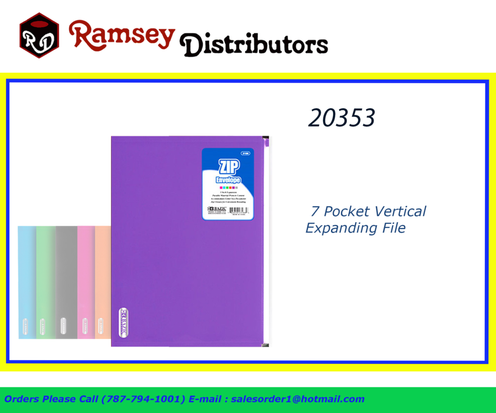 20353 – 3188 7 Pocket Vertical Expanding File – – Ramsey Distributors