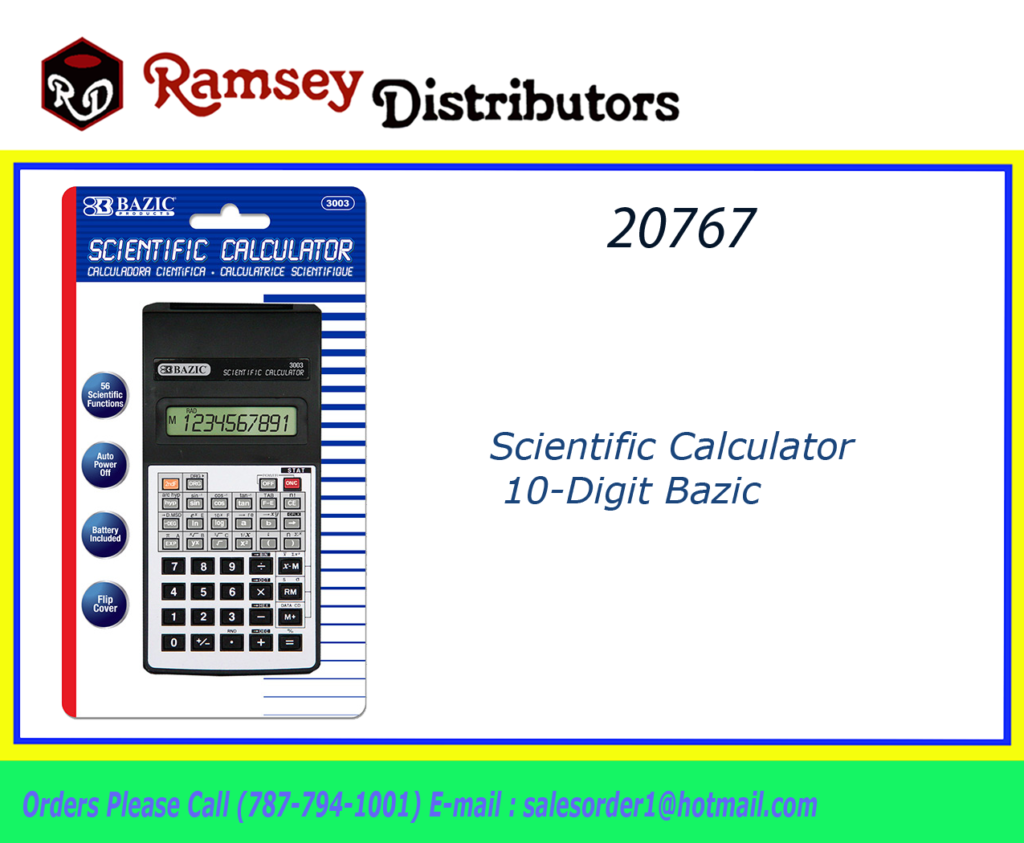 20767 – 3003 Scientific Calculator 10-Digit Bazic – Ramsey Distributors