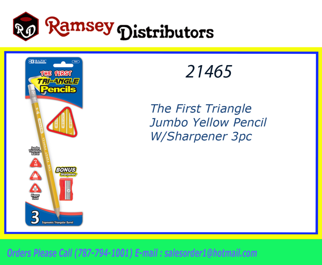 21465 -741 The First Triangle Jumbo Yellow Pencil 3pc w/Sharpen ...