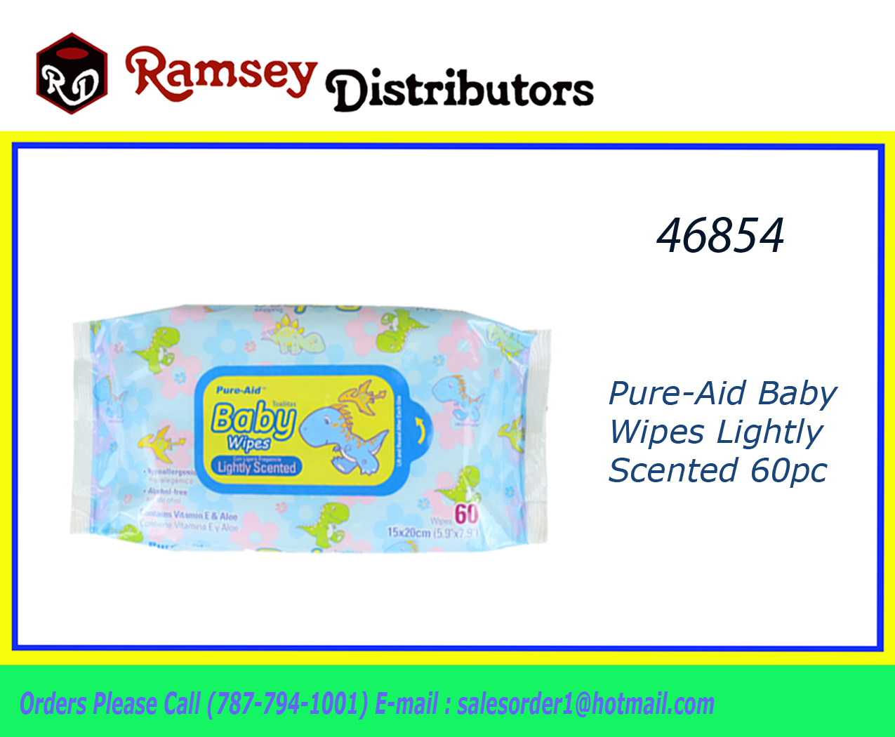 46854 – 0881 Baby Wipes Pure-Aid 60pcs Lightly Scented – Ramsey ...