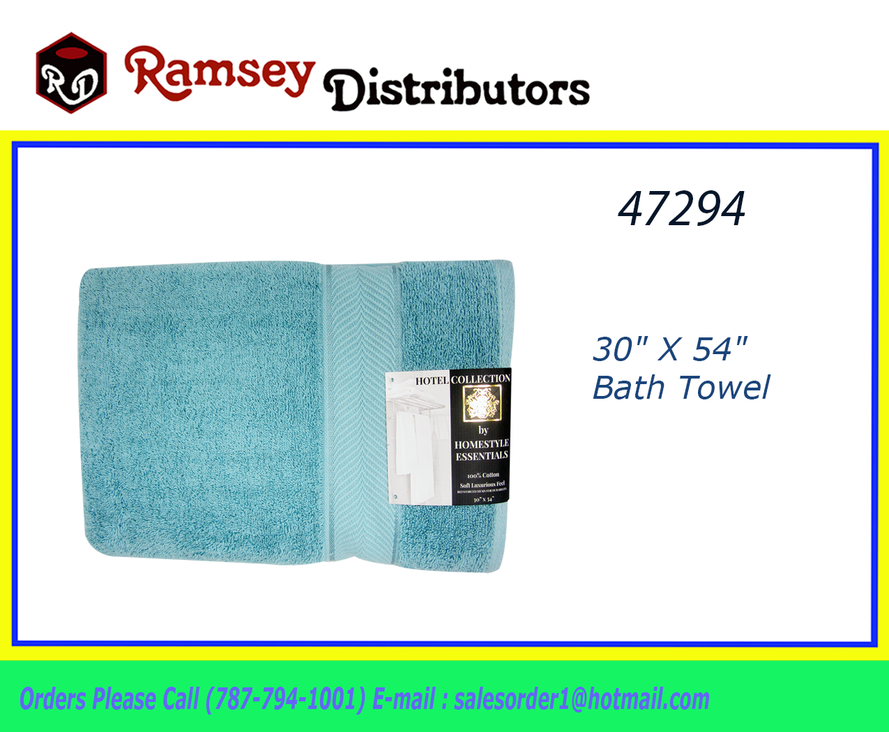 47294 – PA76304 30″X 54″ Bath Towel Blue – Ramsey Distributors