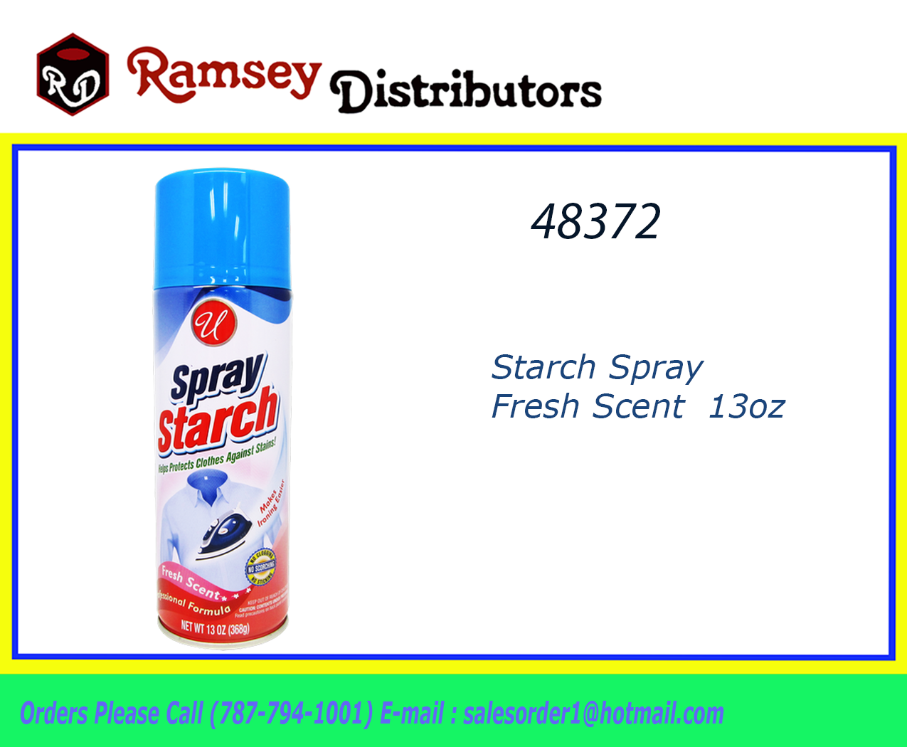 48372 – 91099 Starch Spray Fresh Scent 13oz – Ramsey Distributors
