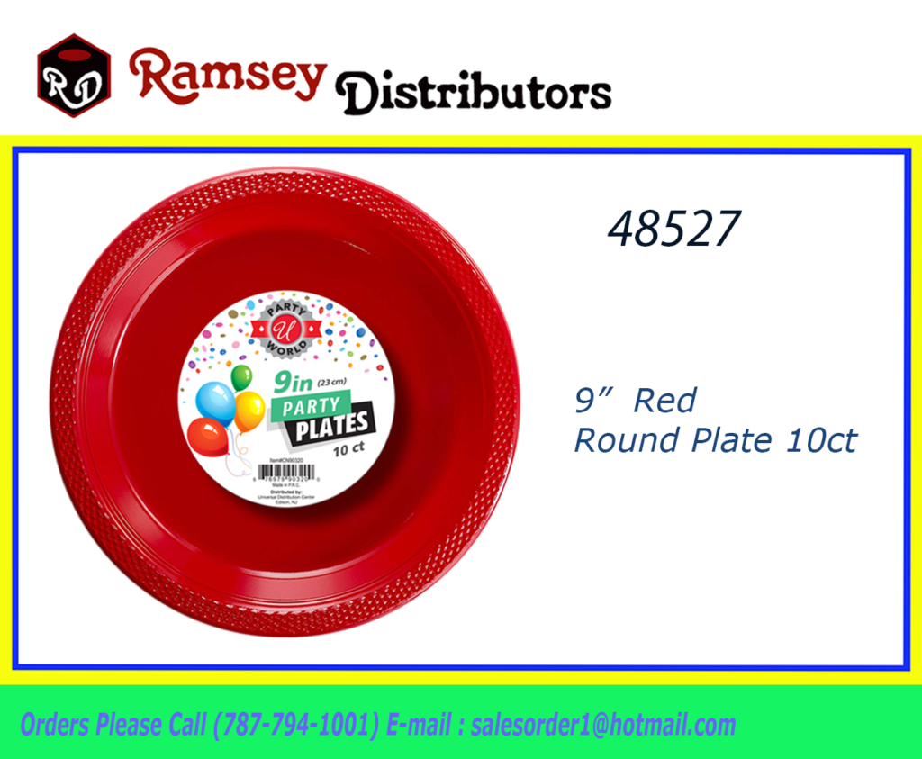 48527 – CN90320 9″ Round Red Plate 10CT – Ramsey Distributors