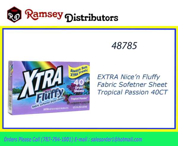 48785 – X739578 Xtra Nice’Fluffy Fabric Sheet Tropical Passion 40ct ...