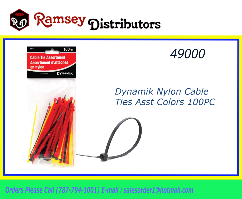 49000 – D-10844 Dynamik Nylon Cable Ties Asst Colors 100PC – Ramsey ...