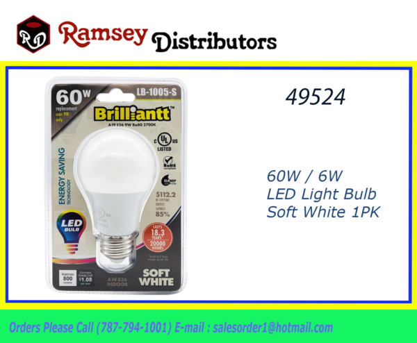 49524 – LB-1005-S 9W LED Light Bulb – Soft White – Ramsey Distributors