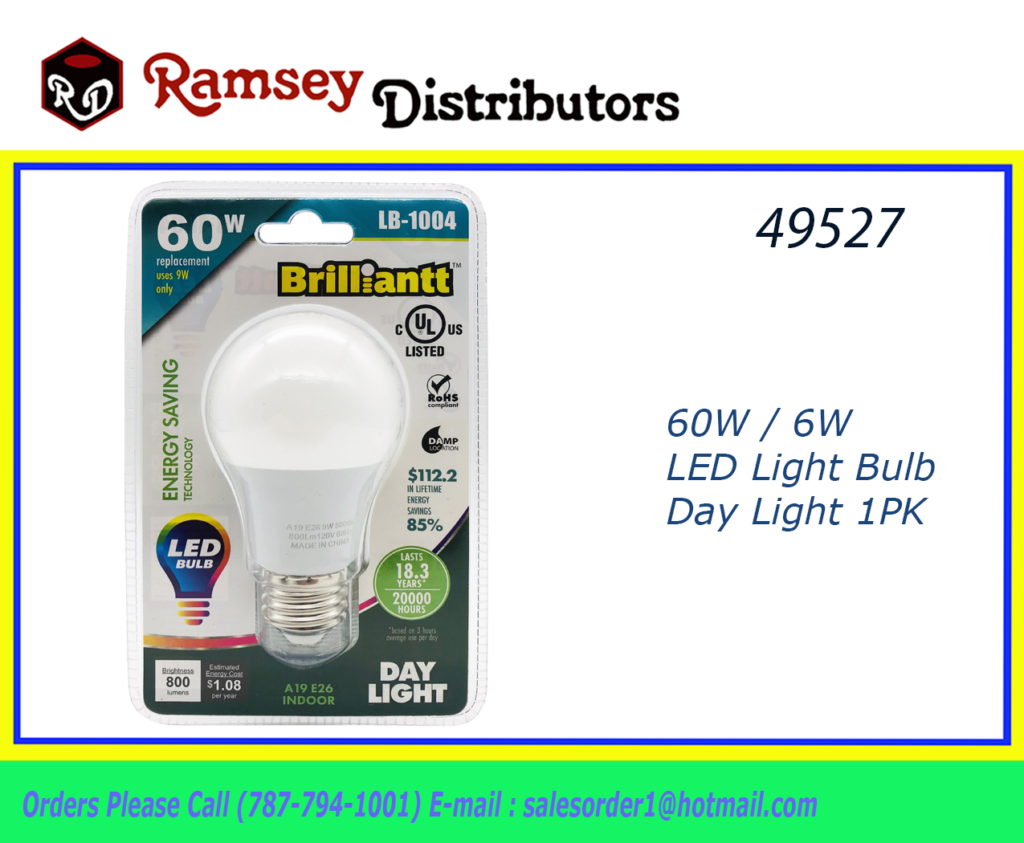 49527 – LB-1004 9W LED Light Bulb – Day Light – Ramsey Distributors