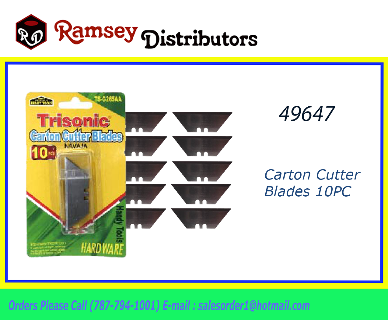49647 – TS-G265AA 10PC Utility Blades – Ramsey Distributors