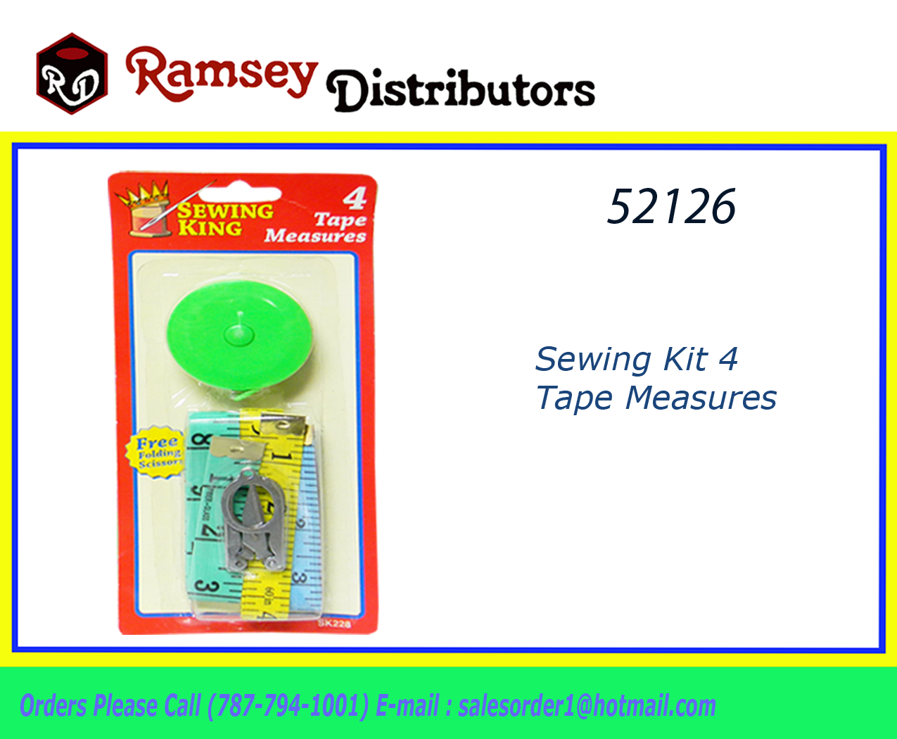 52126 – SK228 (Sewing King) Sewing Kit 4 Tape Measures – Ramsey ...
