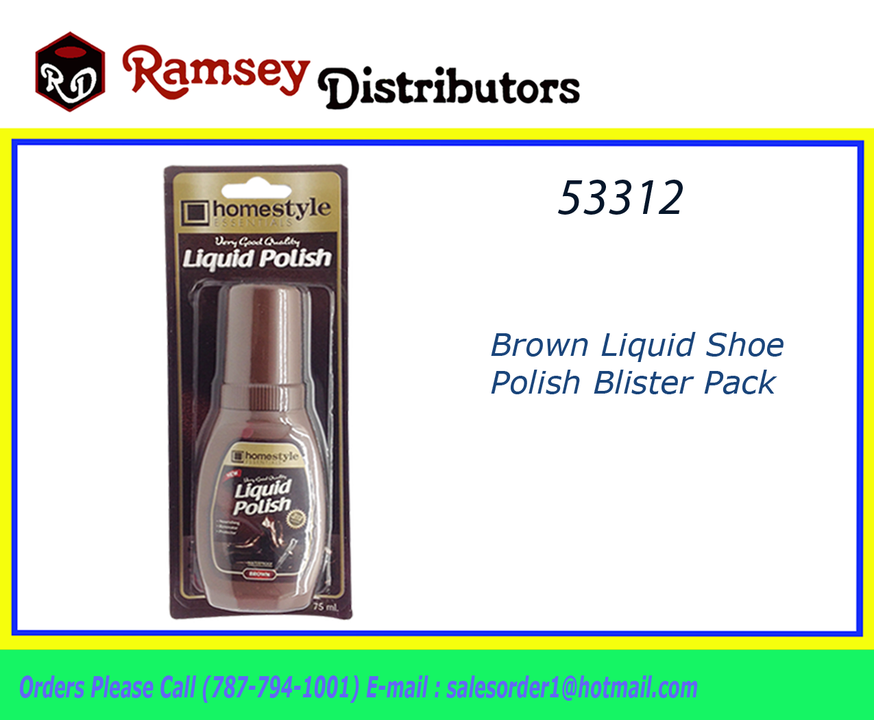 53312 – CH87428 Brown Liquid Shoe Polish Blister Pack – Ramsey Distributors