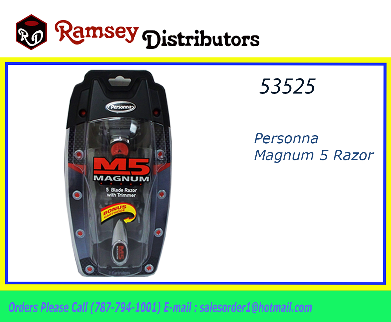 53525 – V302012400 Personna Magnum 5 Razor 1pk – Ramsey Distributors