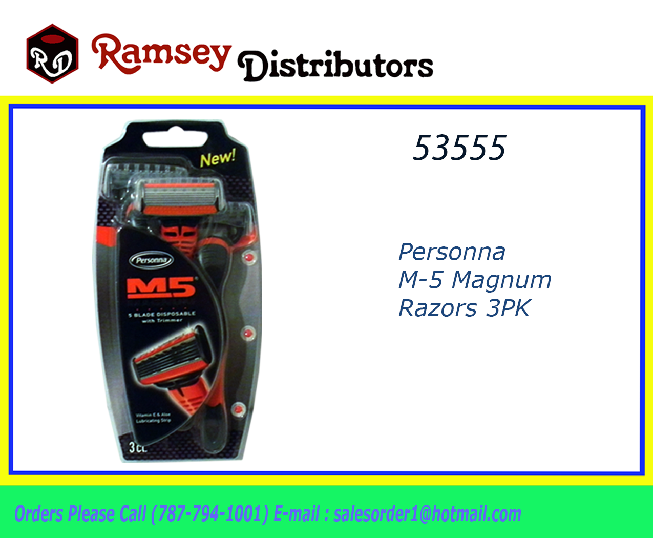 53555 – V302012800 Personna M-5 Magnum 3 Razors – Ramsey Distributors