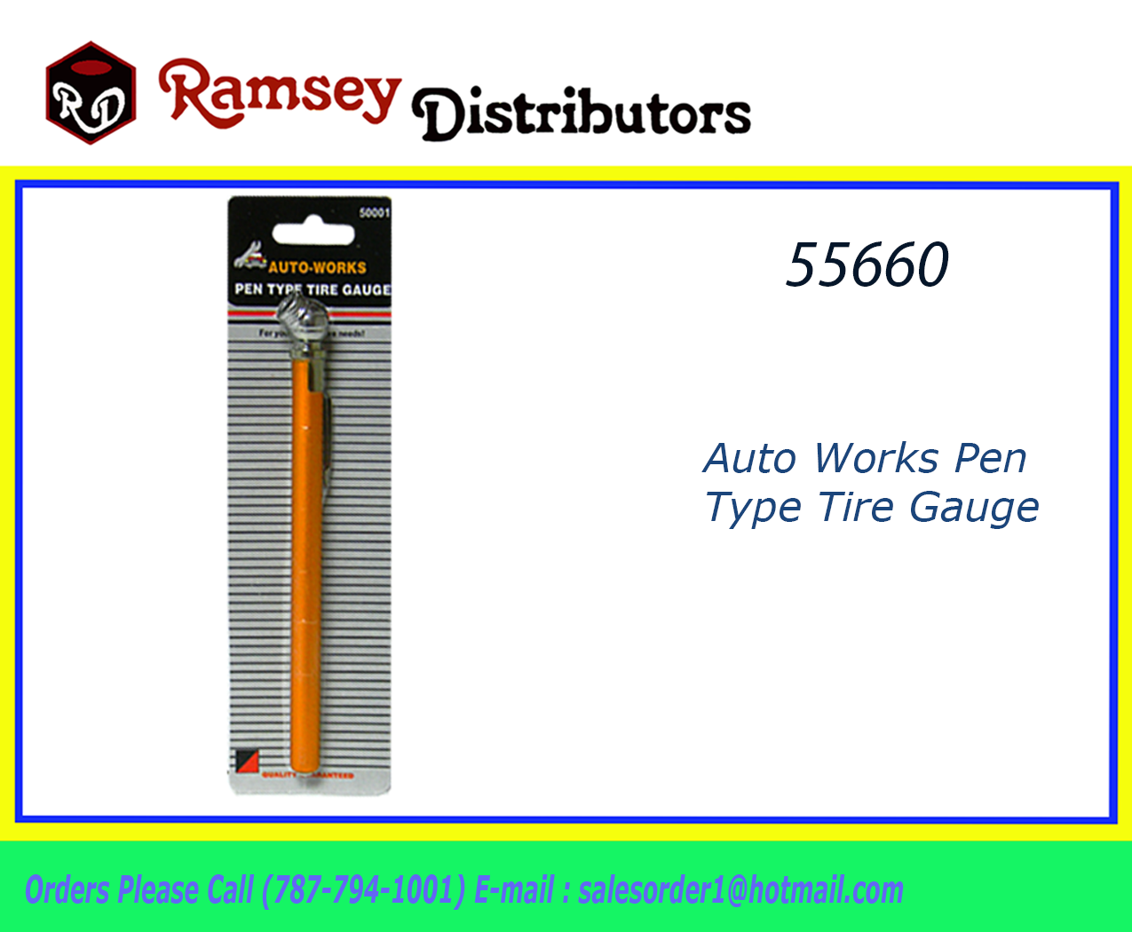 55660 – 3346 Auto Works Pen Type Tire Gauge – Ramsey Distributors