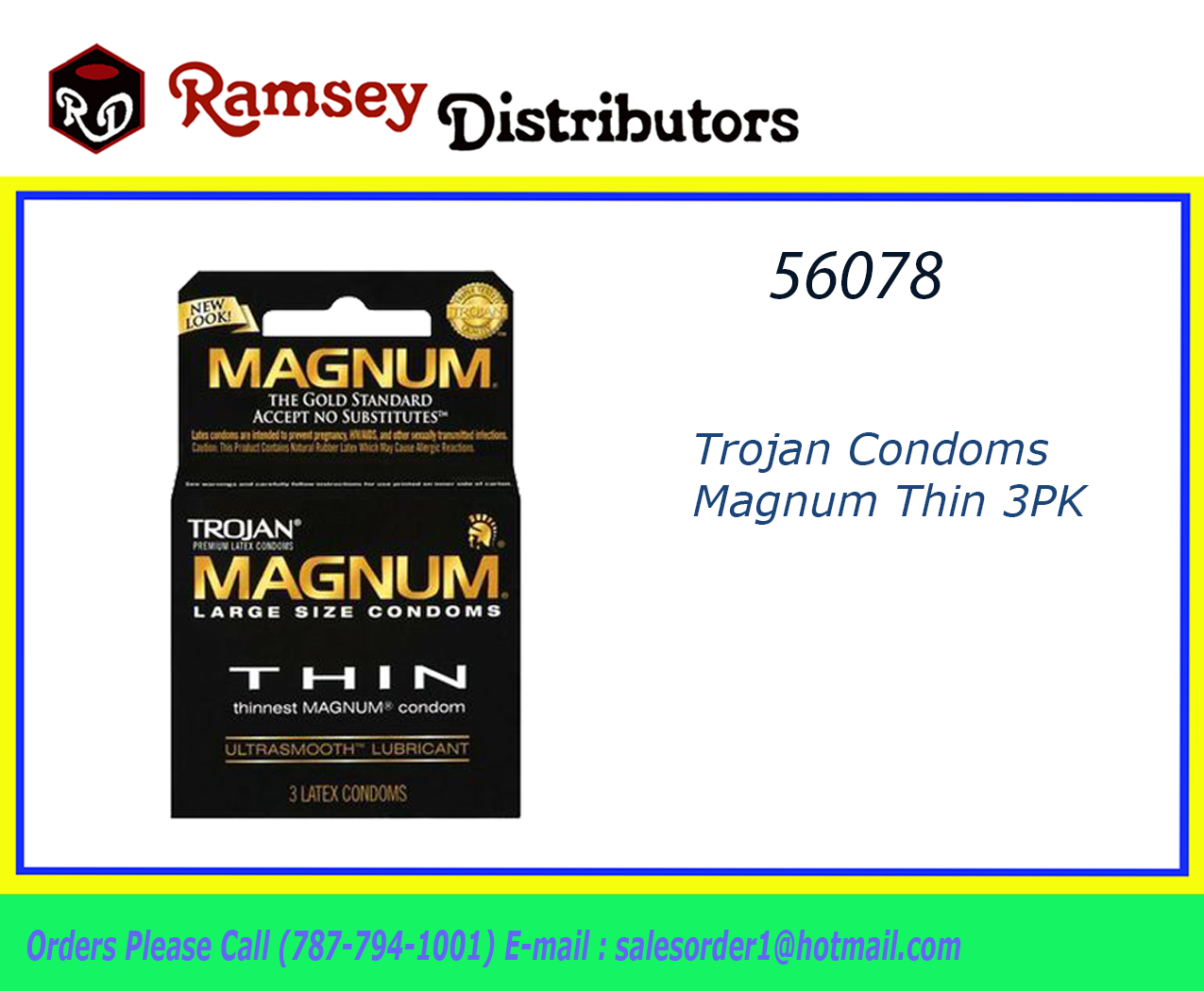 56078 – 6593 Trojan Condoms Magnum Thin 3pk – Ramsey Distributors