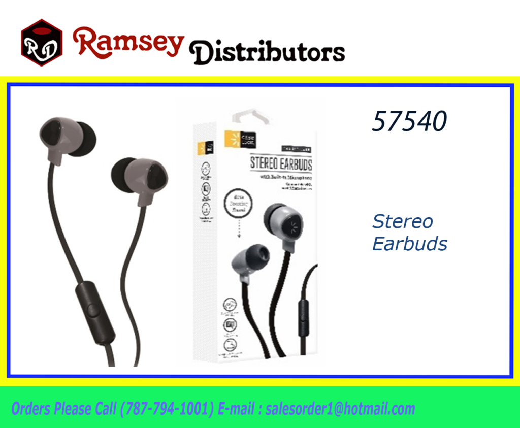 57540 – 119-GY Round Earbuds W/ Mic- Grey – Ramsey Distributors