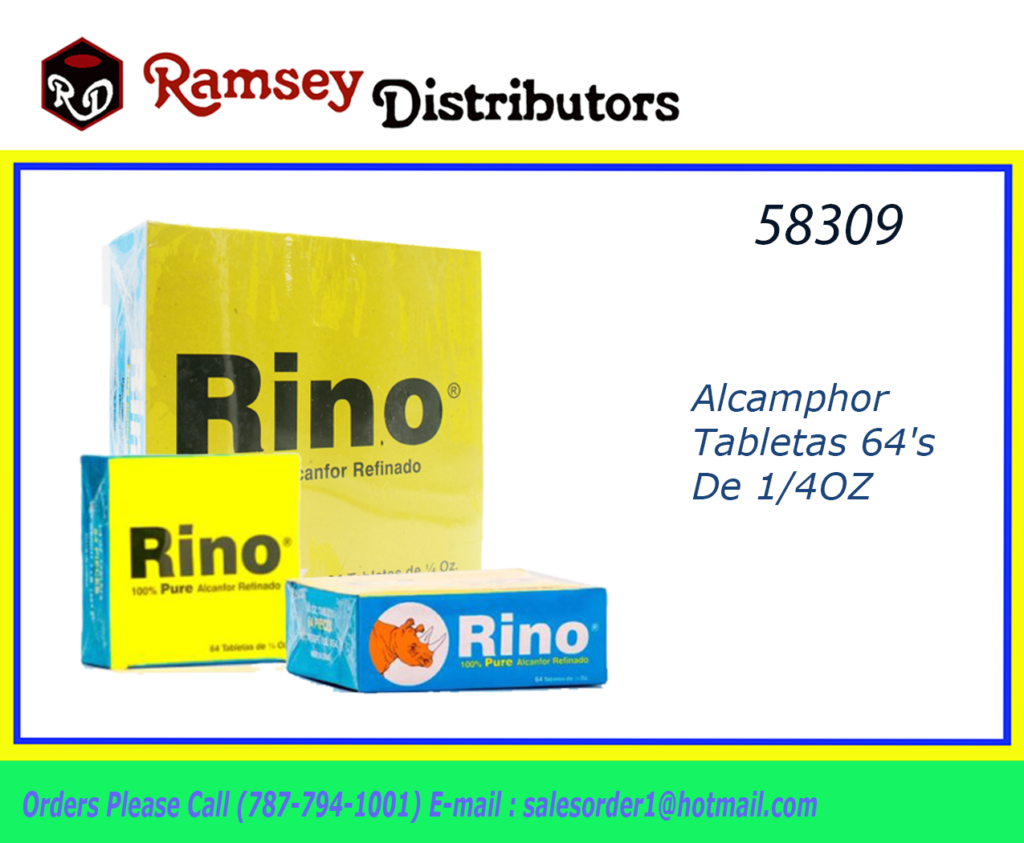 58309 – Alcamphor Tabletas 64’s de 1/4OZ – Ramsey Distributors