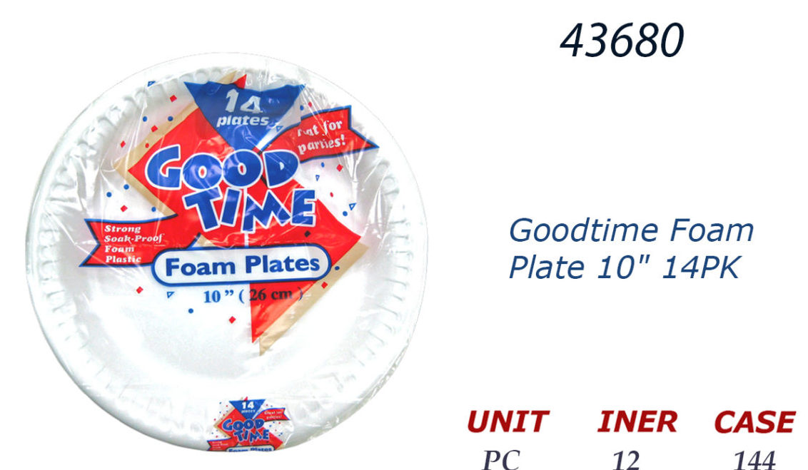 43680 – 42835 Good Time 10″ Foam Plates 14CT – Ramsey Distributors