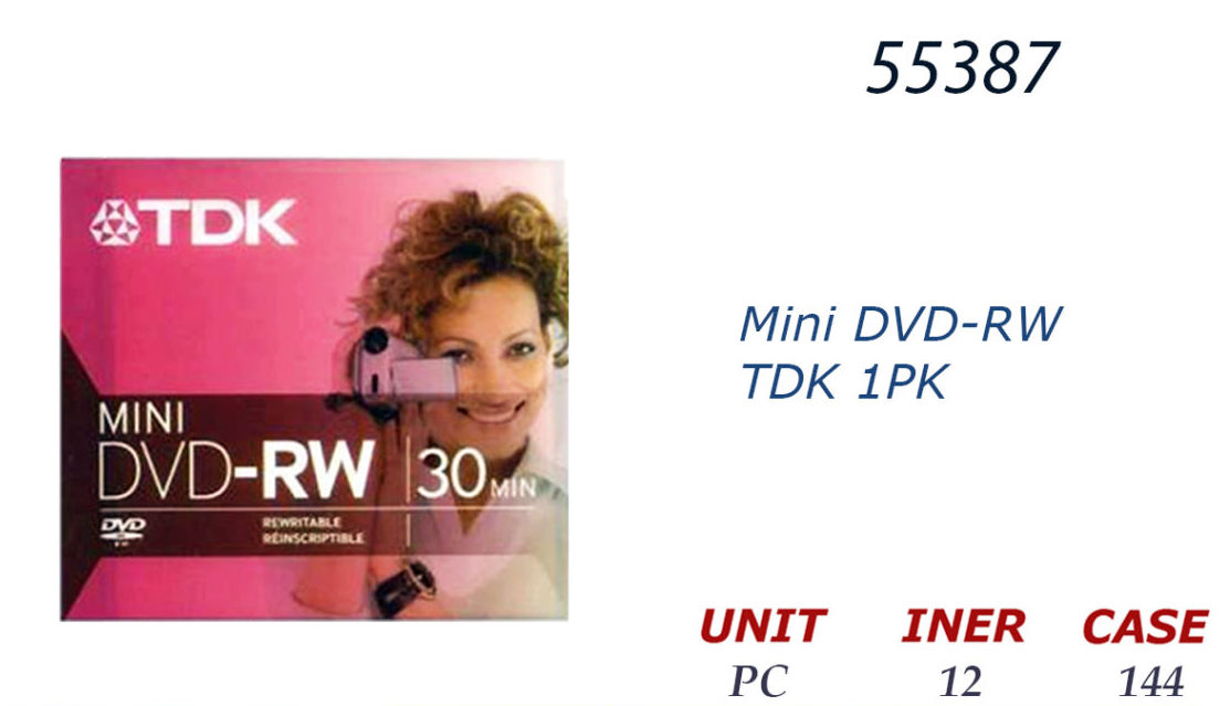 55387 – TDK Mini DVD-RW Cassette 30 Minutes – Ramsey Distributors